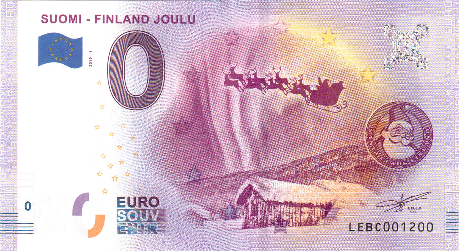 Suomi - Finland Joulu 2019-1 | 0 Euro Souvenir - 2019, Fínsko
