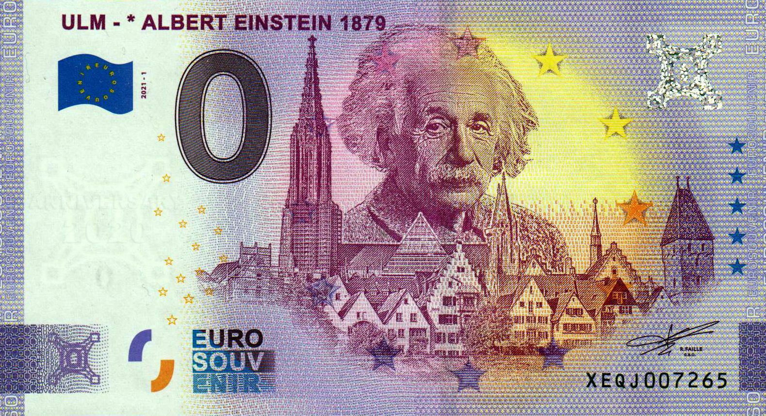 Ulm - * Albert Einstein 1879 2021-1 Anniversary | 0 Euro Souvenir ...